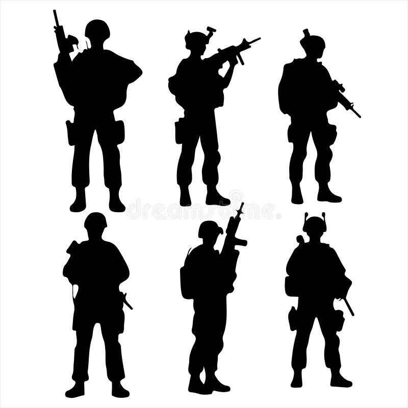 Black and White Army Soldier Vector Icon. Stock Vector - Illustration ...