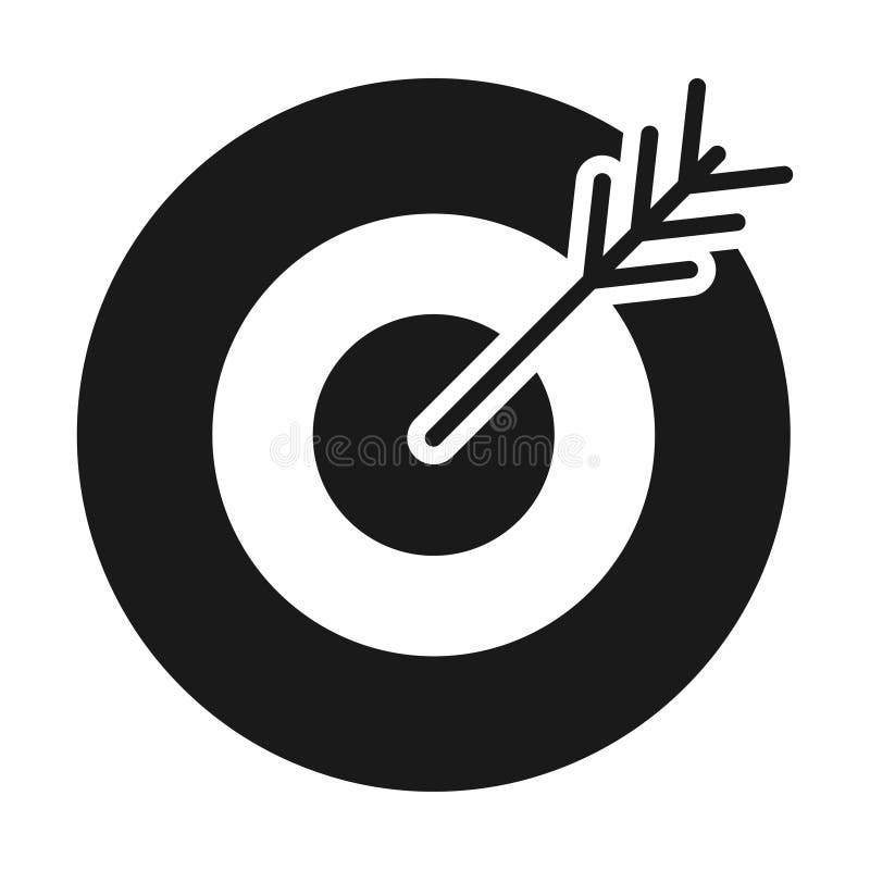 Black and White Arrow Hitting a Target Icon Stock Vector - Illustration ...