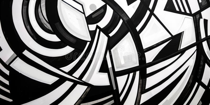 Black and White Art with Geometric Shapes and Advanced Elements for a ...