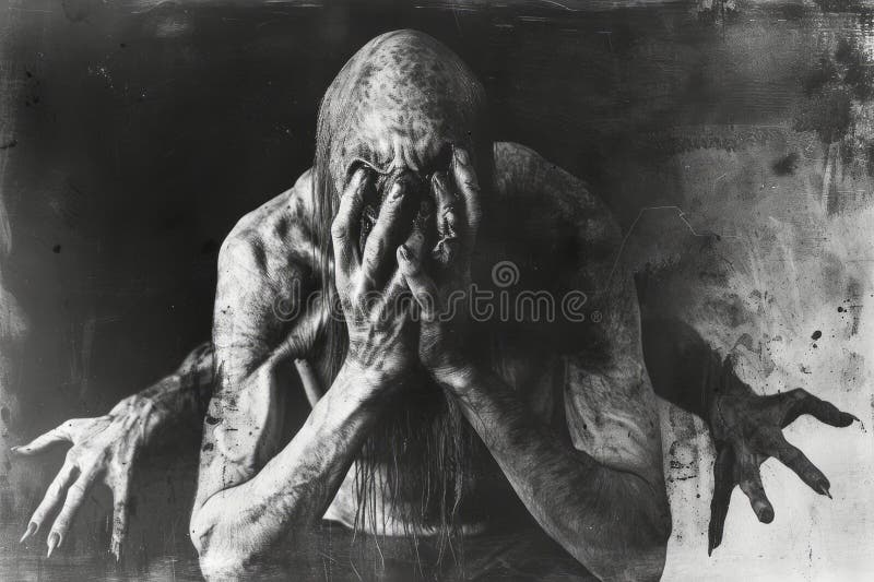 Black and White Artistic Expression of Anguish and Despair with ...