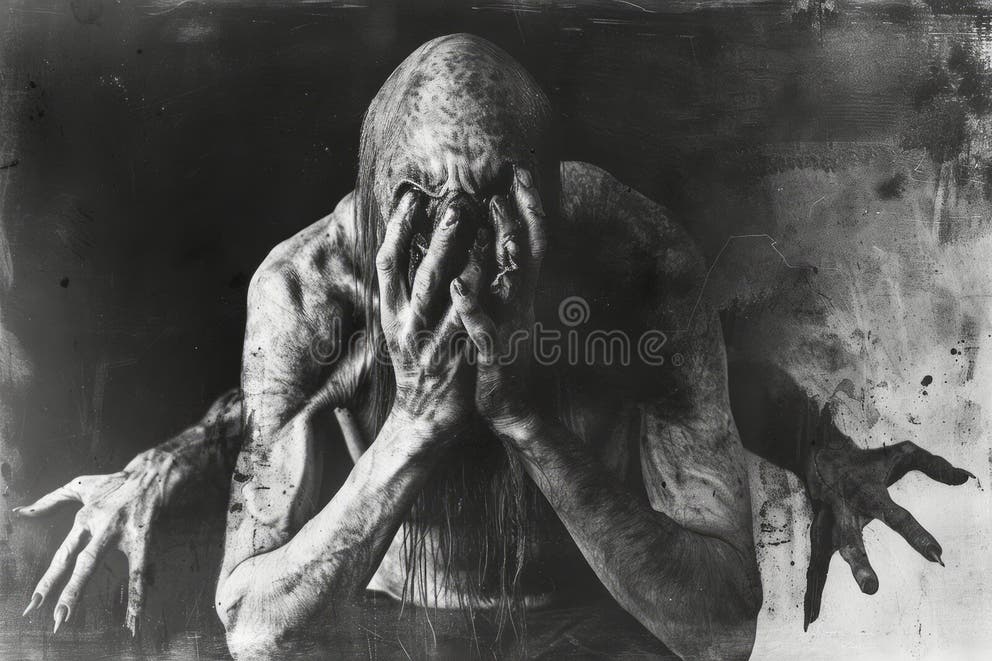 Black and White Artistic Expression of Anguish and Despair with ...