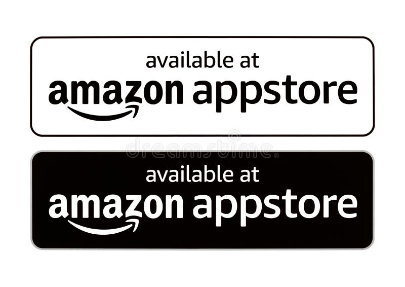 Black and White Available at Amazon AppStore Button Icons Editorial Photography - Image of media ...