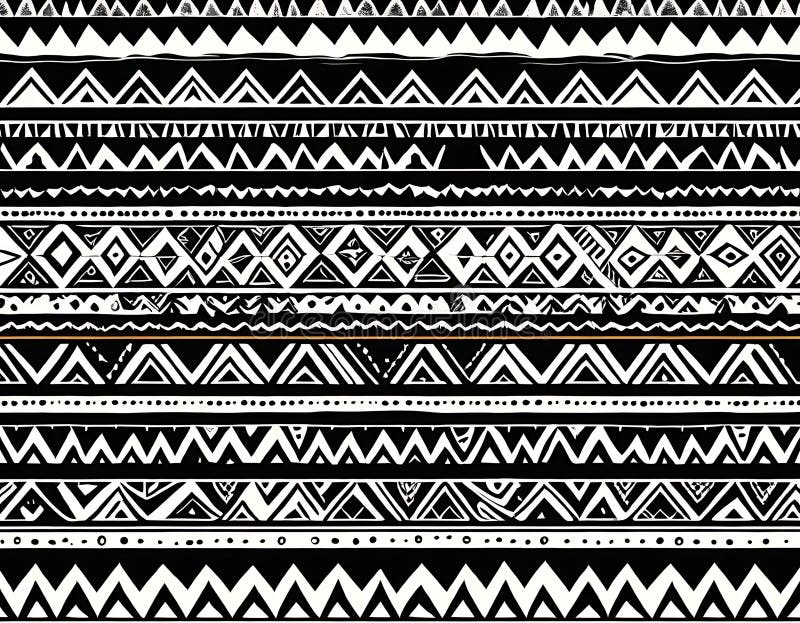 Black and White Aztec Pattern with High Contrast Elements Stock ...