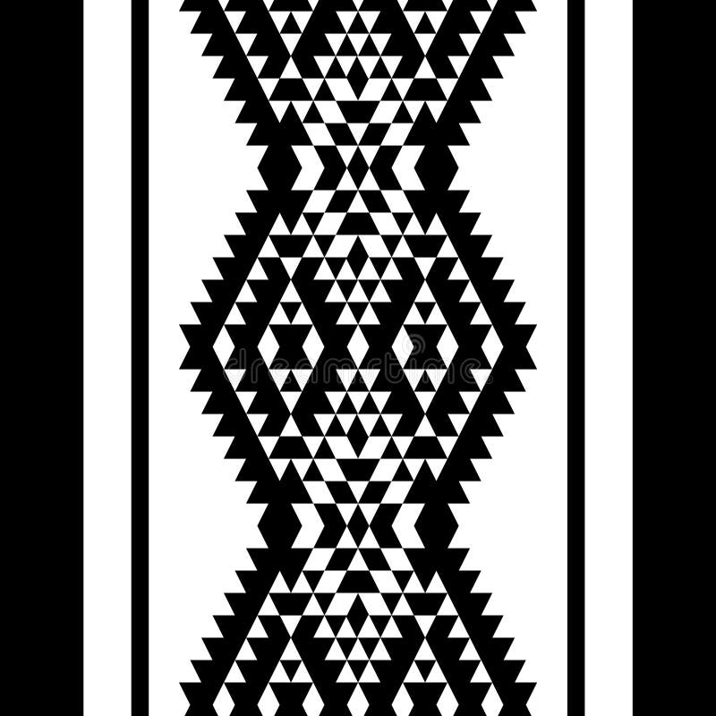 Black and White Aztec Striped Ornaments Geometric Ethnic Seamless ...