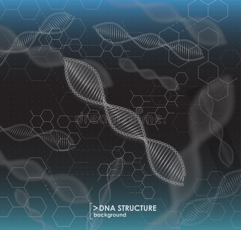 Black and White Background DNA Structure Stock Vector - Illustration of ...