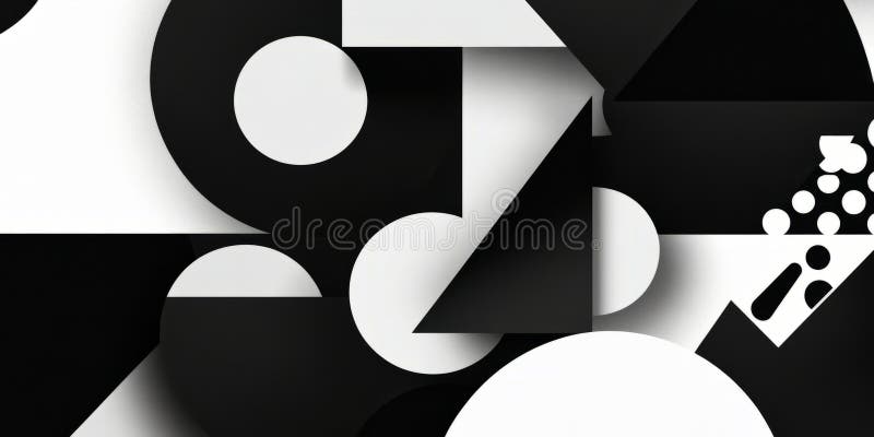 A Black and White Background Featuring Overlapping Circles, Squares ...