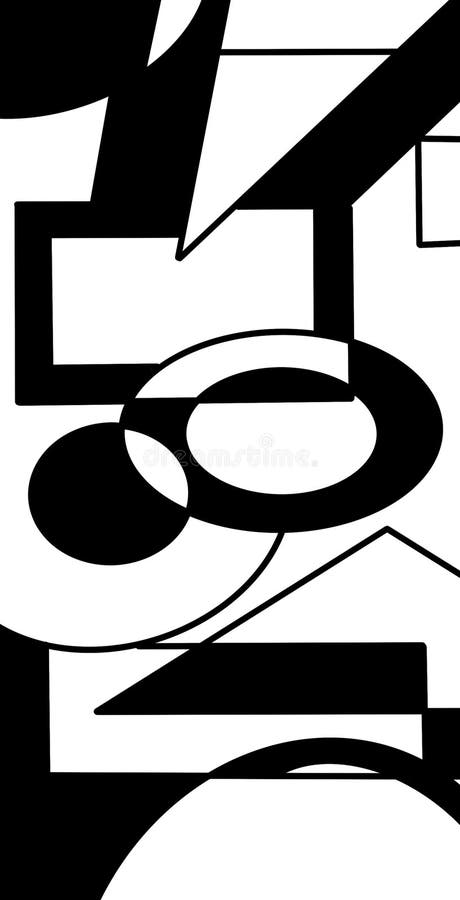 Black and White Background with Geometric Abstract Shapes. Vertical ...