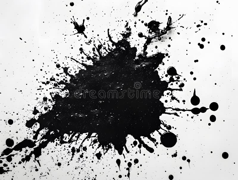 Abstract Black Ink Splashes on White Background Stock Illustration ...