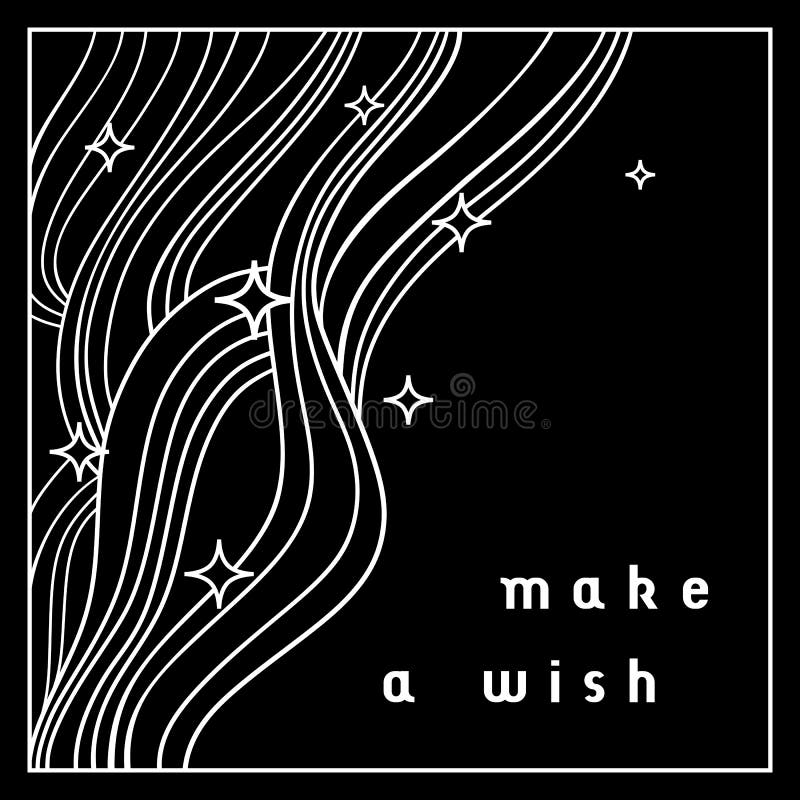 Black and White Background in Linear Style with Flowing Lines, Stars ...