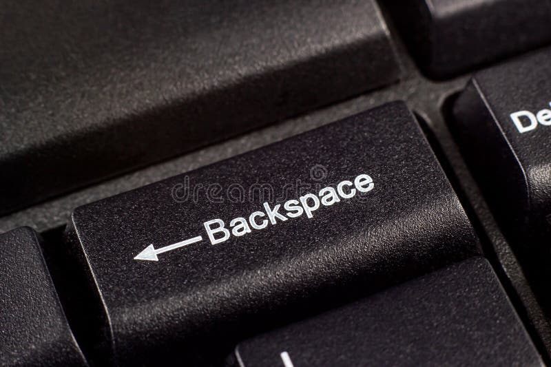 Black and White Backspace Key Button on Computer Keyboard Close Up ... Black and White Backspace Key Button on Computer Keyboard Close Up ...