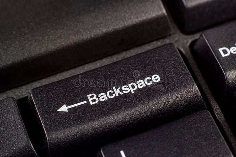 Black and White Backspace Key Button on Computer Keyboard Close Up ...