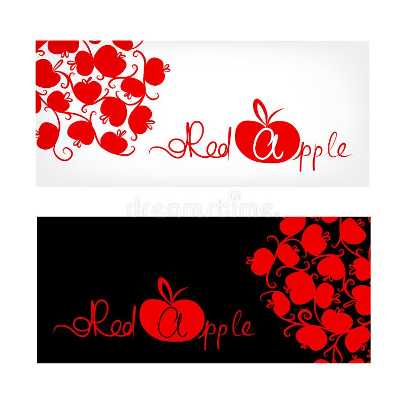 Black and White Banner with Red Apple Design Stock Vector ...