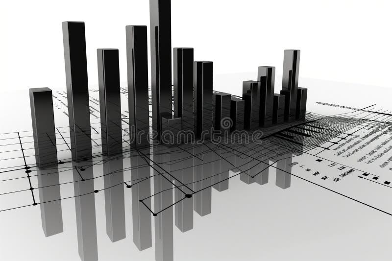 Black and White Bar Chart Reflecting with Grid Lines Showcasing ...