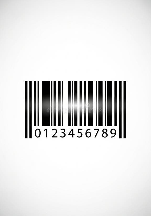 Black and White Barcode with Numeric Sequence from 0 To 9 Beneath. Vertical Bars Vary Stock ...