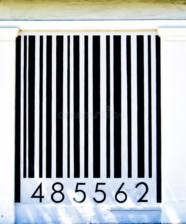 Black and White Barcode Painted on a House Wall Stock Photo - Image of ...
