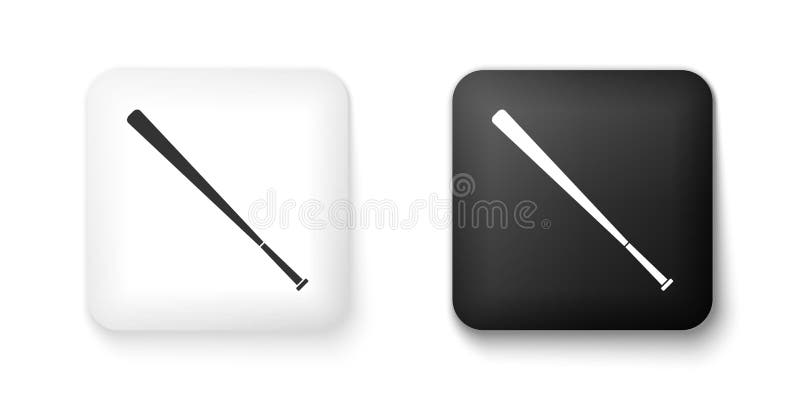 Black and White Baseball Bat Icon Isolated on White Background. Square ...