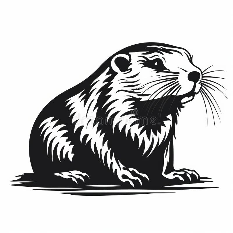 Black and White Beaver Illustration with Distinctive Character Design ...
