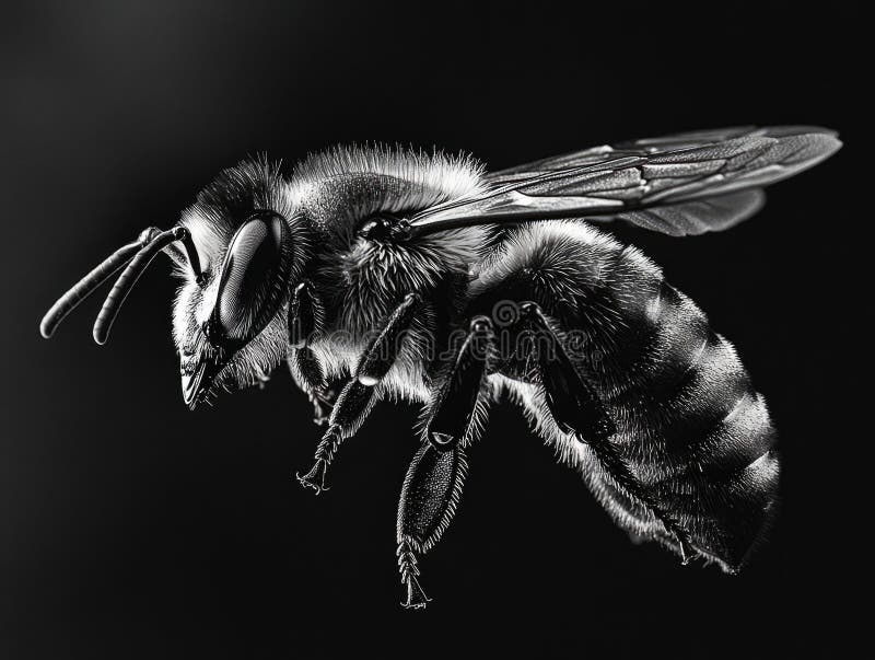 Black and White Bee Photo stock photo. Image of generated - 378542606
