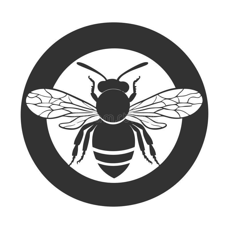 Black and White Bee Symbol in a Circular Design. Stock Illustration ...