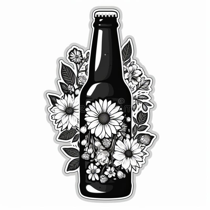 Black and White Beer Sticker Stock Illustration - Illustration of peel ...