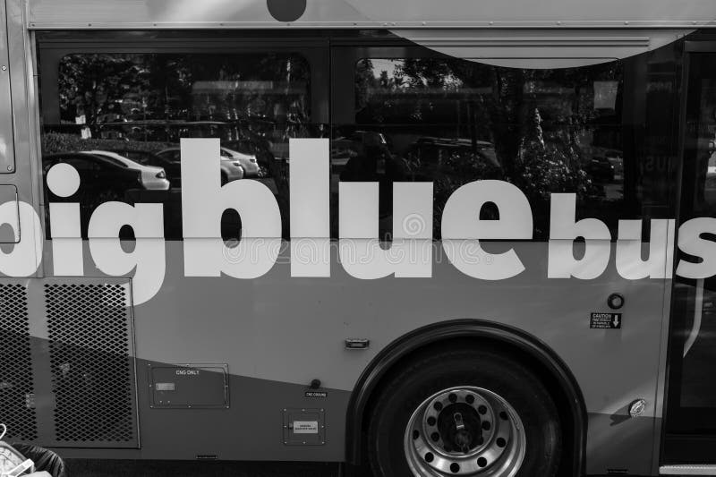 Black and White Big Blue Bus, Los Angeles Editorial Photo - Image of ...
