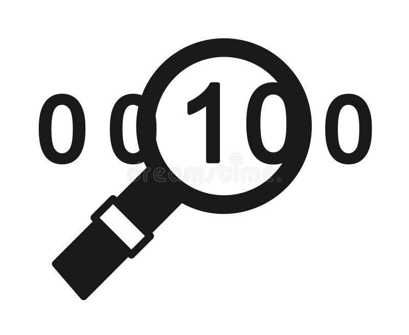 Black and White Binary Search Silhouette Icon Stock Vector ...