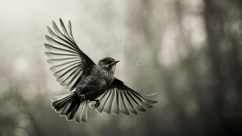 Black and White Bird in Flight Stock Photo - Image of avian, flight ...