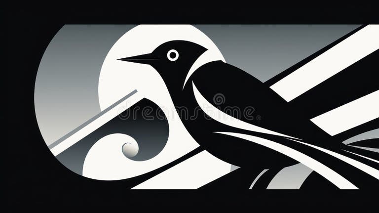 A Black and White Bird with a Wave Pattern on it, AI Stock Illustration ...