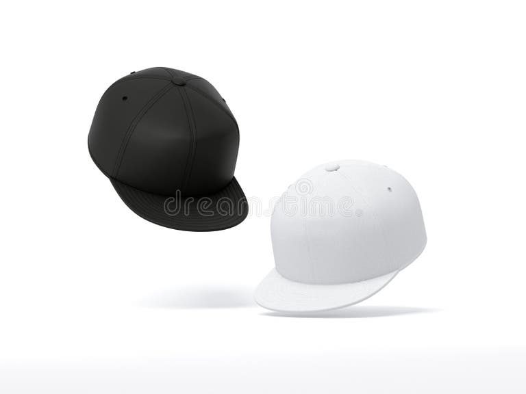 Black and White Blank Snapbacks. 3d Rendering Stock Illustration ...