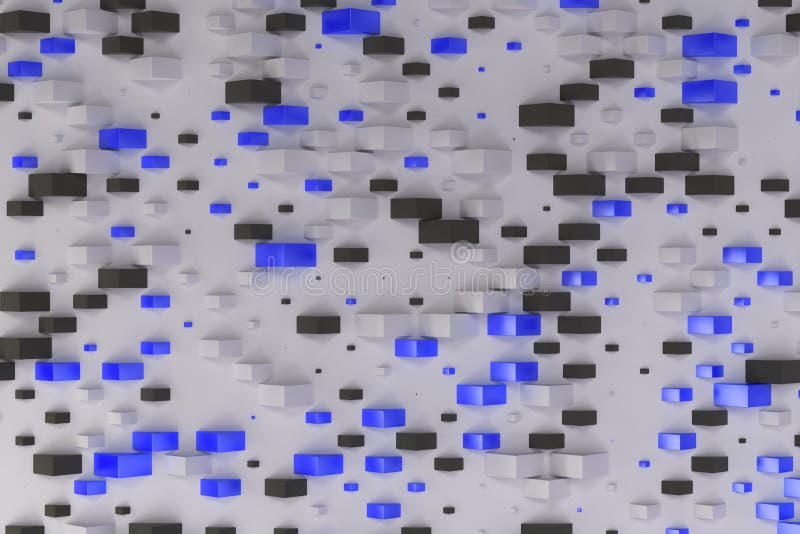 Black, White and Blue Rectangular Shapes of Random Size on White Stock ...