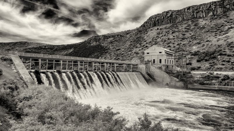 Iconic Diversion Dam on the Boise River in Black and White Stock Photo ...