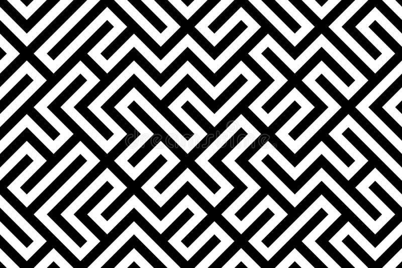 Black and White Bold Maze Tile Pattern Design Stock Illustration ...