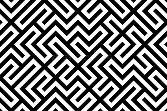 Black and White Bold Maze Tile Pattern Design Stock Vector ...