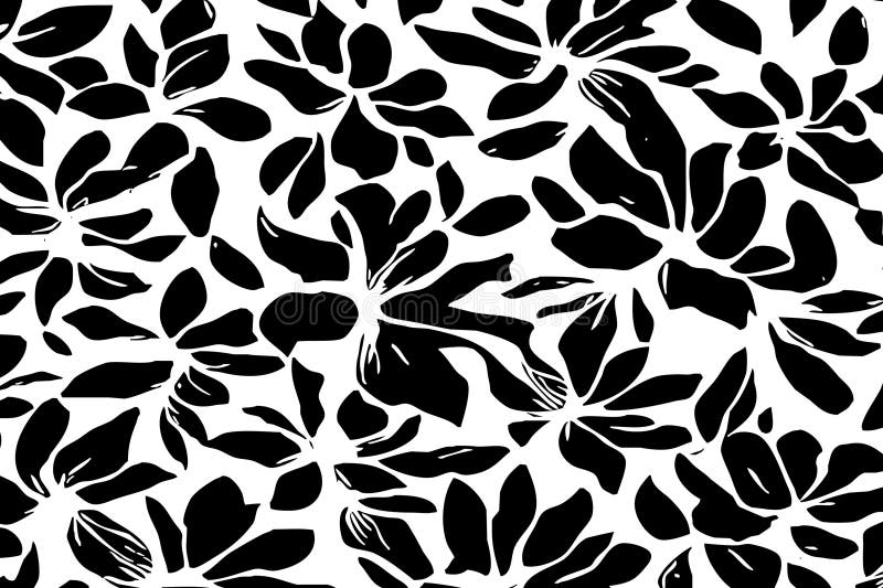 Black and White Botanical Pattern. for Use in Graphics, Materials. Abstract Plant Shapes Stock ...
