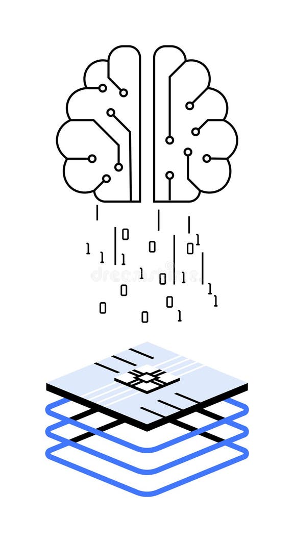 Stylized Brain with Binary Code Dropping into Multi-layered Circuit ...