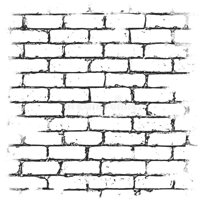 Black and White Brick Wall Pattern with Visible Mortar and Weathering ...