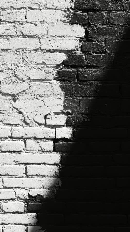 Black and White Brick Wall with Shadow Stock Image - Image of structure ...