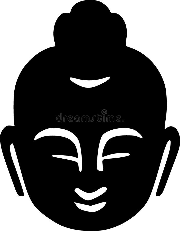 Black and White of Buddha Face Icon Stock Illustration - Illustration ...