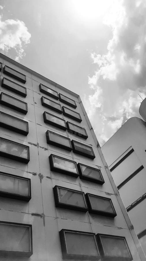Black and White Building with Sky, Photography Stock Photo - Image of ...