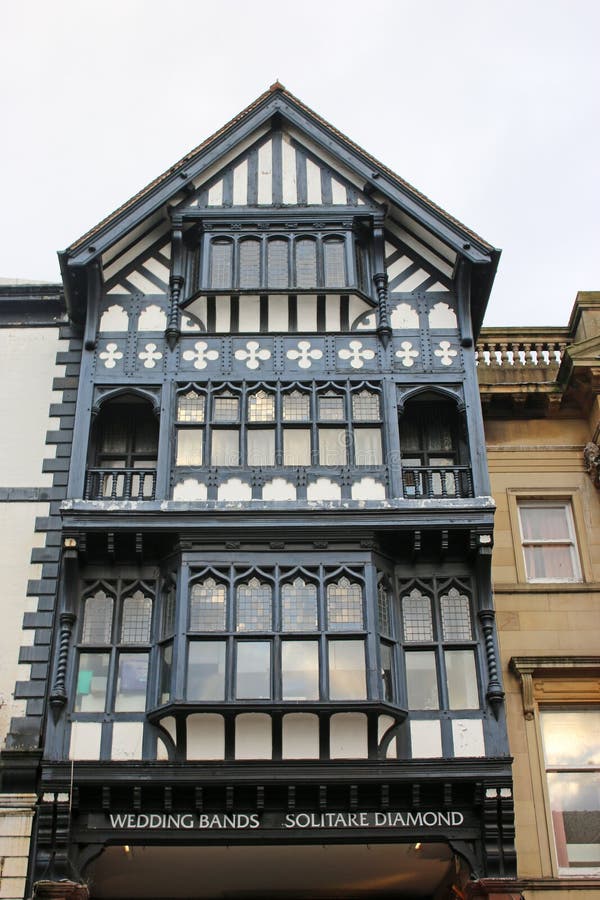 Black and White Buildings on a Street in Chester Editorial Stock Photo ...
