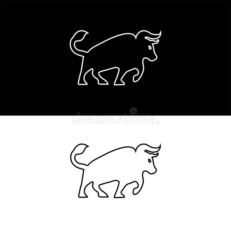 Black and White Bull Animal Vector Logo Stock Vector - Illustration of ...