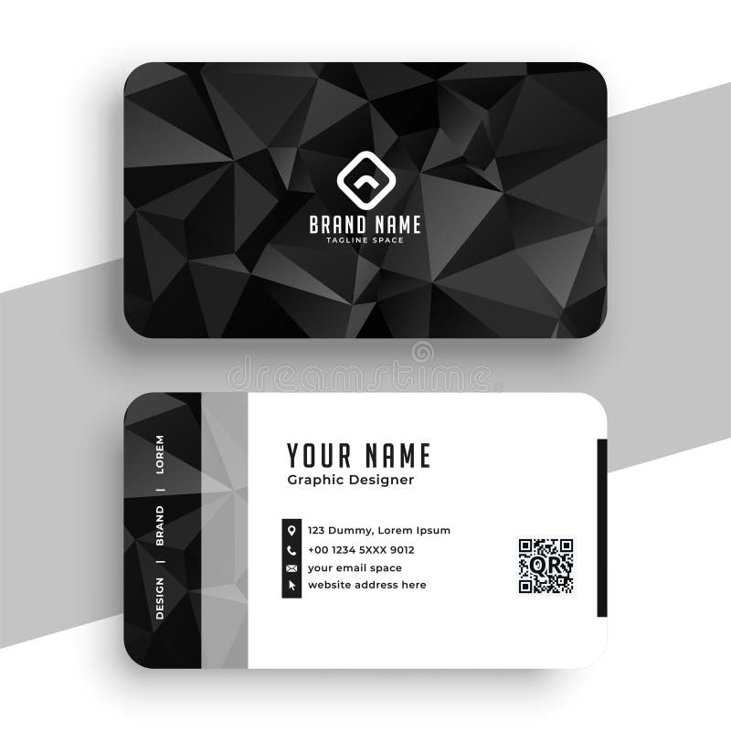 Black and White Business Identity Card Layout in Low Poly Style Stock ...
