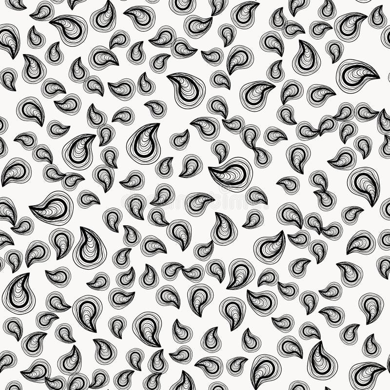 Black and White Buta Indian Cucumber Stylized Pattern Stock ...