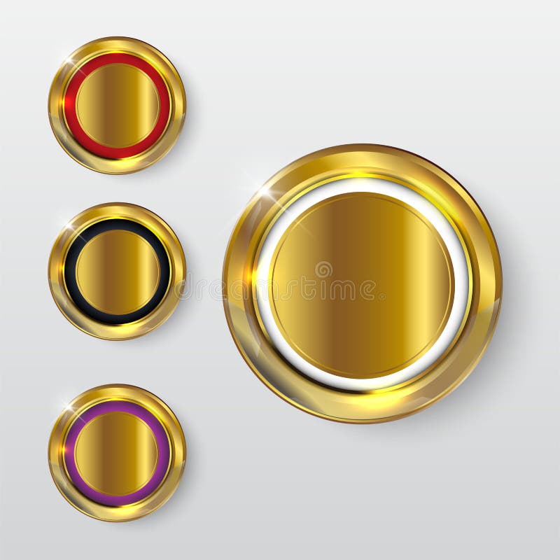 Black and White Button Set Round and Square Buttons Stock Vector ...