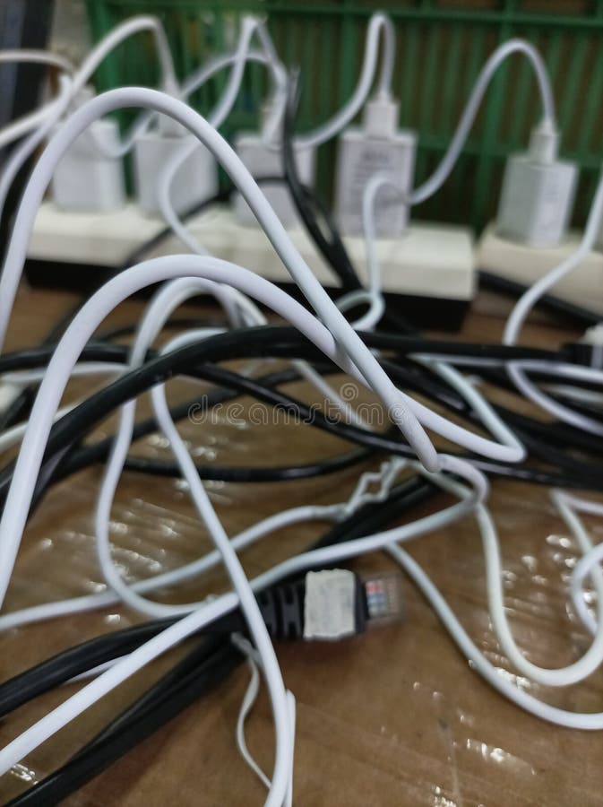 Black and White Cable Ruwet Stock Photo - Image of cable, ruwet: 262149614