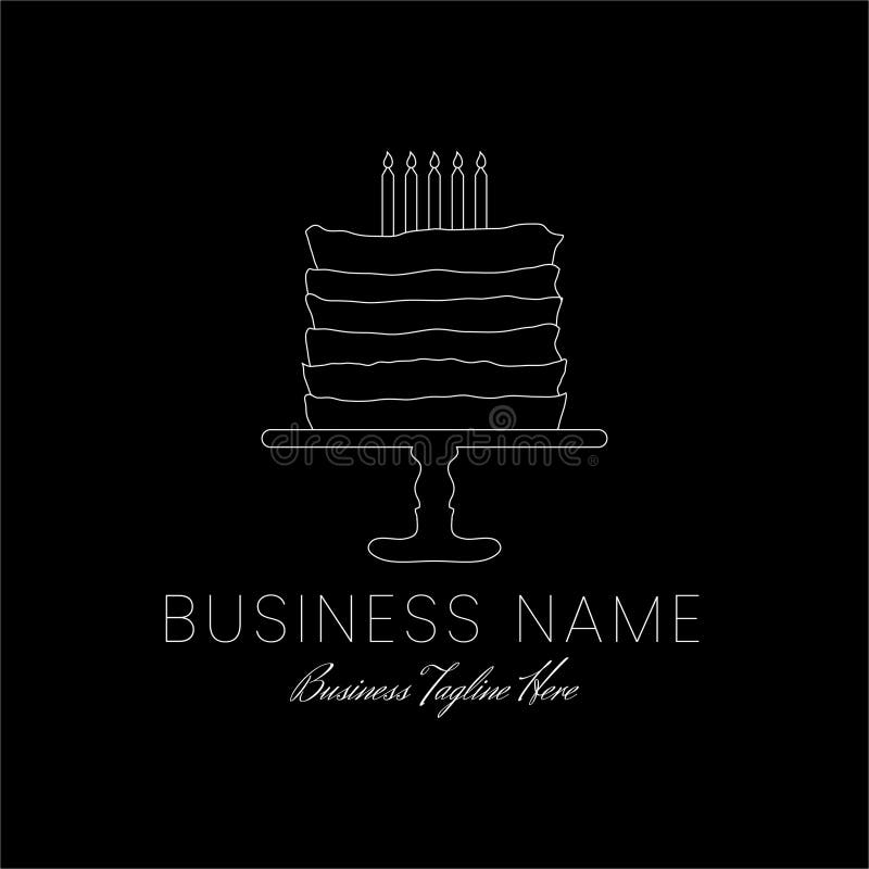 Black and White Cake Outline Logo for Bakery Stock Vector ...