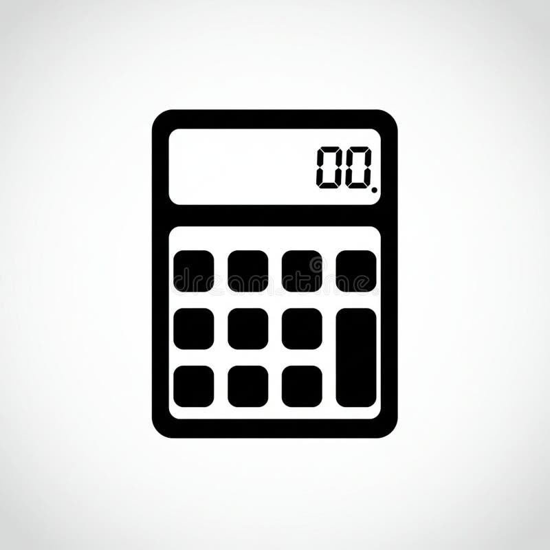 Black and White Calculator Icon with a Rectangular Shape. it Features a ...