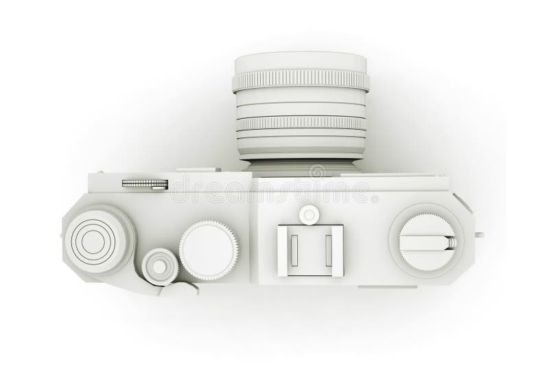 Black and White Camera 3D Illustration. Top View Stock Illustration ...