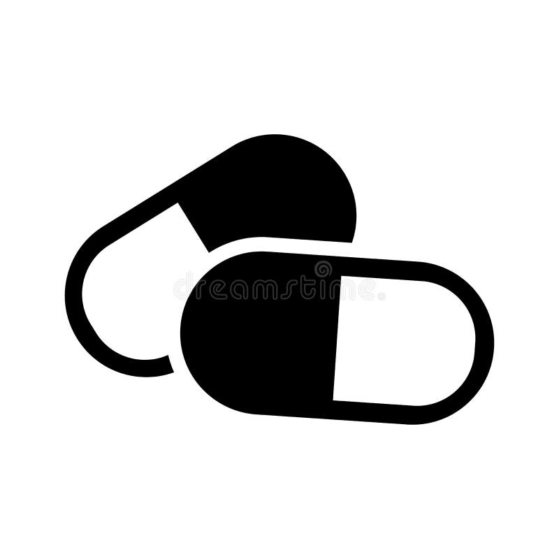 Black and White Capsules Pills Icon. Vector Stock Illustration ...
