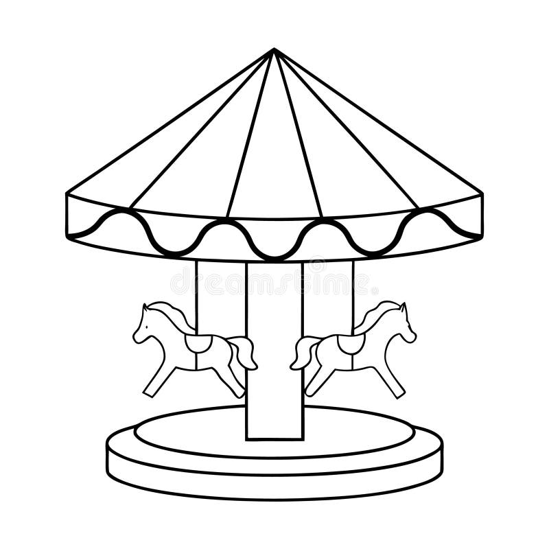Black and White Carousel Illustration. Stock Vector - Illustration of ...